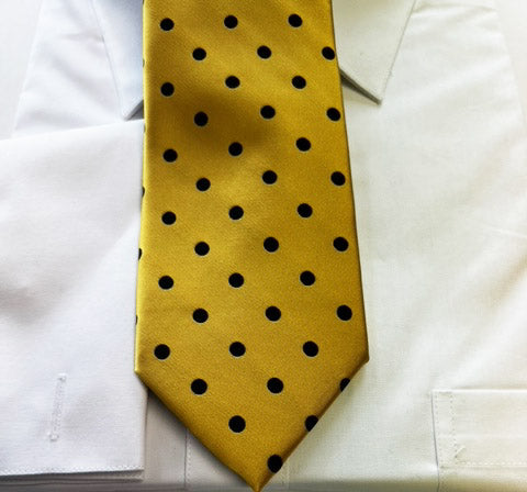 Gold Necktie with Black Polka dots – Ties By Marcus